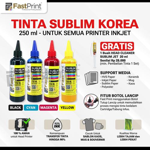 Jual Tinta Sublim Korea Epson 1 Set - 4 Warna - 250 ML - 4 Warna ...
