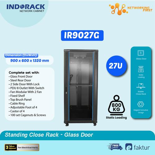 Jual IR9027G Indorack Close Rack 27U Depth 900mm Glass Door Rak Server ...