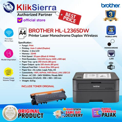Jual Printer BROTHER HL-L2365DW | L2365 Duplex Wireless WiFi - Printer Laser Monochrome BW | HL ...