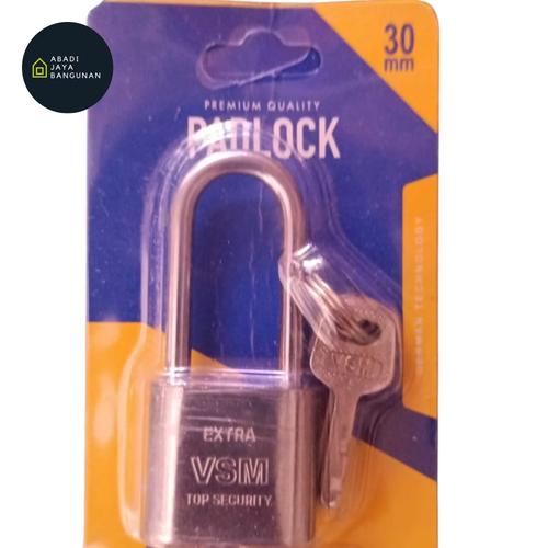 Jual Gembok Besi 30 mm Leher Panjang VSM // Kunci Gembok Putih 30 mm ...