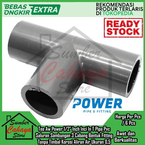 Jual POWER TEE 1/2 INCH AW PVC VERLOP T REDUCER VLOK POLOS FITTING PIPA PVC - ISI 6 PCS - Kota ...
