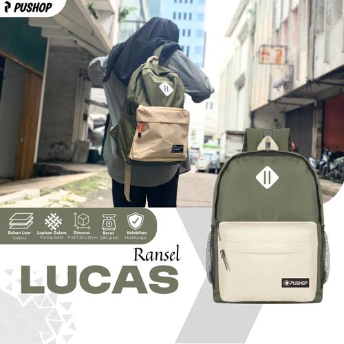 Promo Tas Ransel pria Backpack Lucas Pushop Casual - Hijau Cream - Kota Bandung - Pushop ...