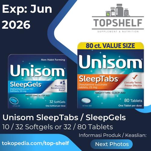 Jual Unisom SleepTabs SleepGels Sleep Aid Diphenhydramine Insomnia USA ...
