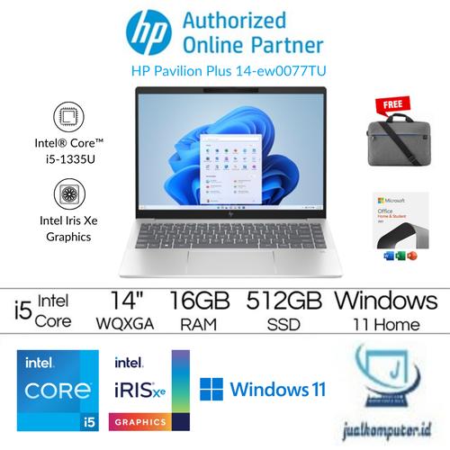 Promo HP Pavilion Plus 14-ew0077TU i5-1335U 16GB 512GB SSD 14" WQXGA Win11+OHS - Jakarta Pusat ...