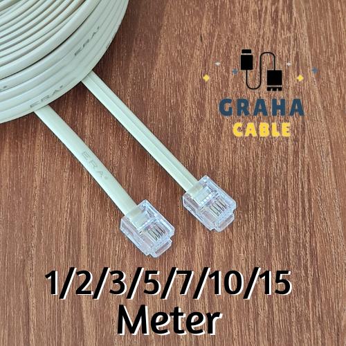 Jual Kabel LINE Telpon/Telepon + Pin RJ11 1/2/3/5/7/10/15 Meter - 1 ...