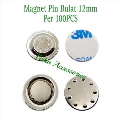 Jual Magnet Pin/Magnet Nama Dada Caution Bulat Diameter 20mm(12mm ...