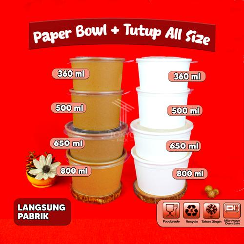 Promo PAPER BOWL + TUTUP ALL SIZE / MANGKOK KERTAS / PAPER RICE BOWL ...