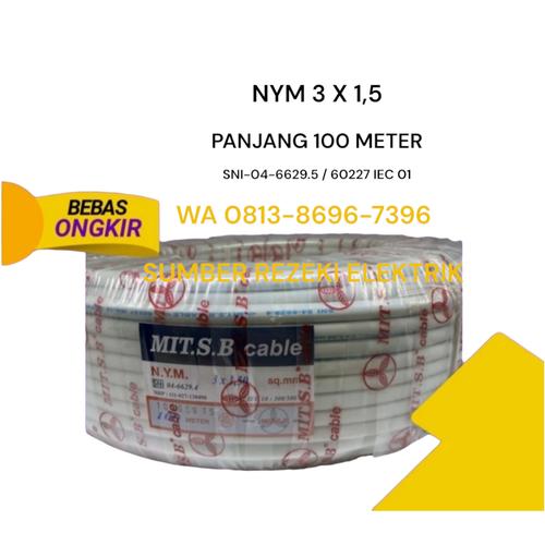 Jual Kabel Listrik Nym 3x1,5 100m Kabel Mitsuba NYM 3x1.5 100 Meter ...