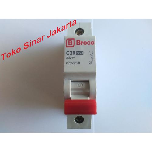 Jual MCB Mini Circuit Breaker Listrik Pemutus Putus Arus Listrik 1P 1 Phase BROCO 20 A - Kab ...