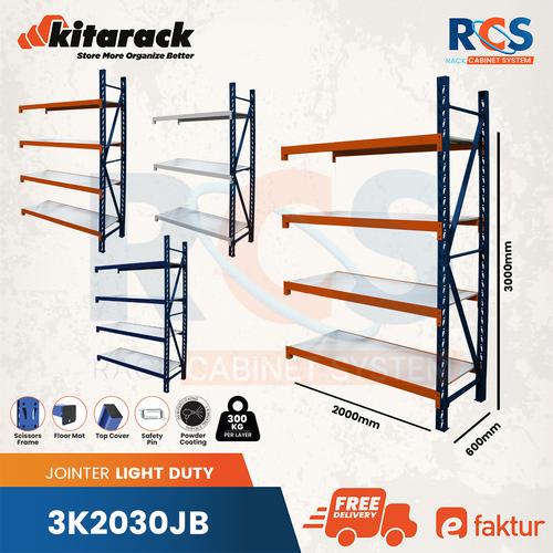 Jual Rak Gudang Besi 300kg Panjang 2M Jointer Tinggi 3 Meter 4 Susun ...