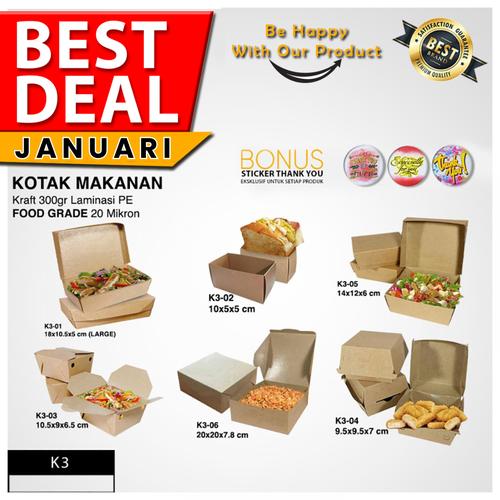 Jual PAPER LUNCH BOX|KOTAK MAKANAN|NASI|ROTI|BURGER|KUE|KRAFT|FOODGRADE ...