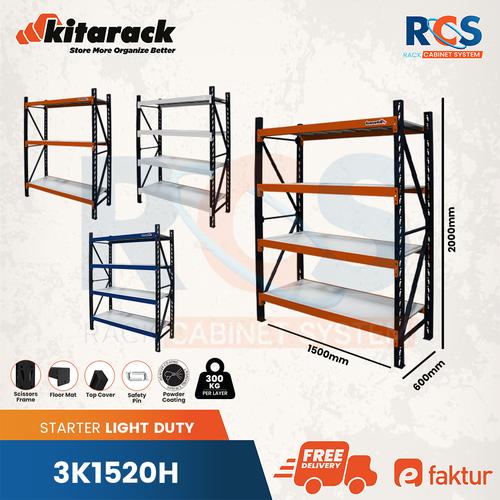 Jual RAK 300KG GUDANG BESI 2 METER P 1.5M 4 SUSUN WAREHOUSE RACK Hitam ...