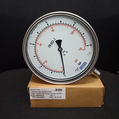 Jual pressure gauge wika 6" inch 0-10bar/150psi drat 1/2" inch stainless model racket - Jakarta ...