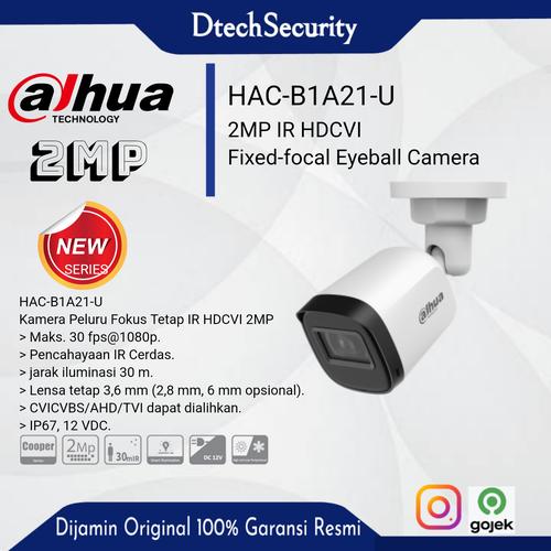 Jual DAHUA HAC - B1A21- U 2MP IR HDCVI FIXED FOCAL BULLET CAMERA /DAHUA COOPER SERIES - Kota ...