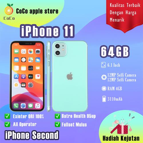 Promo Apple iPhone11 64GB All Sim FullsetOriginal Mulus100% 3utools AllGreen - Green, 3Bulan(All ...