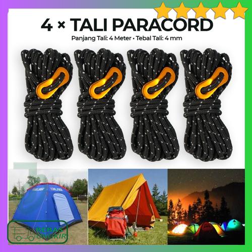 Jual Tali Tenda Camping 4mm Tali Paracord Climbing Rope 4 Rol 4 Meter ...