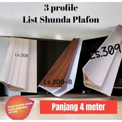 Jual LIST PLAFON SHUNDA , Plafon PVC List Profile Shunda Putih LS 308 ...