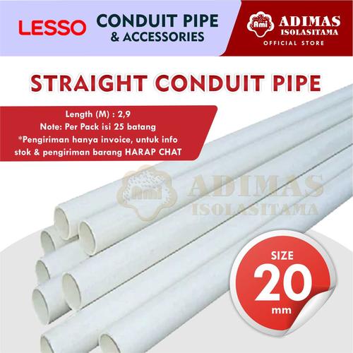 Jual Pipa Conduit Batang Merek Lesso 20 mm Panjang 2,9 Meter Warna Putih - Jakarta Pusat ...
