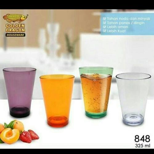 Jual Gelas Plastik Model Kerucut 848 Golden Dragon 400 ml Free BPA Per ...