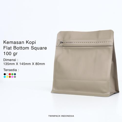 Jual Kemasan Kopi 100 Gram Coklat Tan Flat Bottom Wide Packaging Kopi ...