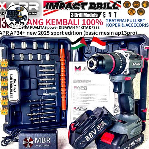 Jual APR RAJA BOR impact drill BRUSHLESS TYPE AP34+ 13mm keyless auto ...