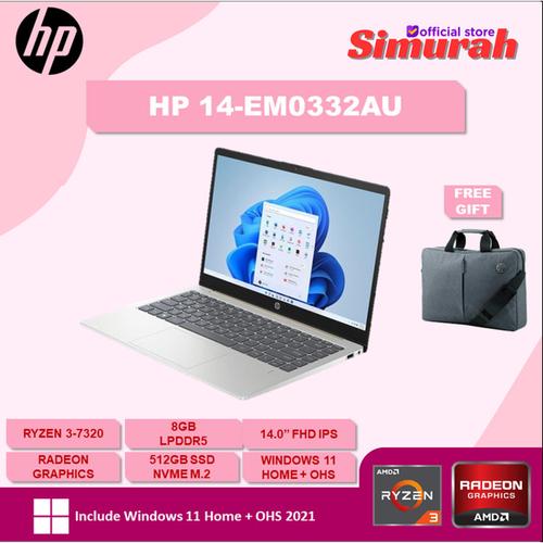 Promo HP 14 EM0332AU Ryzen 3 7320 Ram 8GB SSD 512GB Windows 11 + OHS ...
