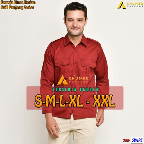 Jual KEMEJA KERJA PDH LENGAN PANJANG WARNA MAROON | SERAGAM PNS/ASN ...