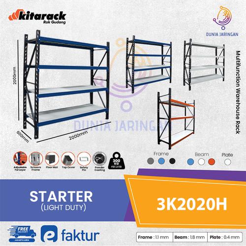 Jual RACK GUDANG Besi 300kg/ layer 2M 4 LAYER 2 Meter Hitam - Biru ...
