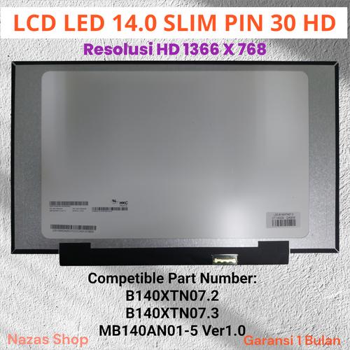 Jual Lcd Led Laptop Model 14" Slim 30 Pin HD B140XTN07.2 B140XTN07.3 ...