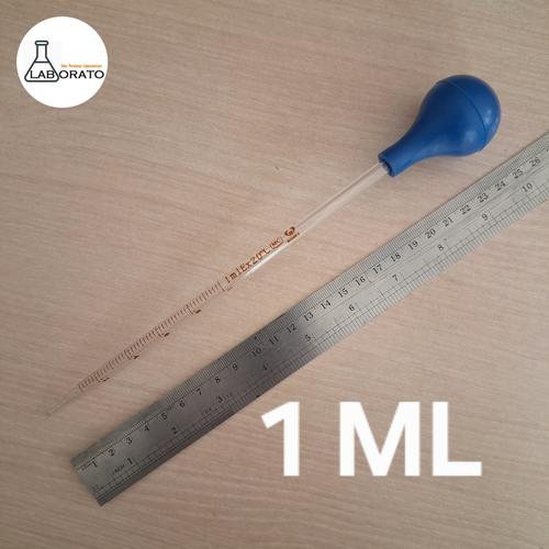 Jual PIPET UKUR 1ML PIPET TETES SKALA KACA BULB KARET DROP PIPET 1 ML ...