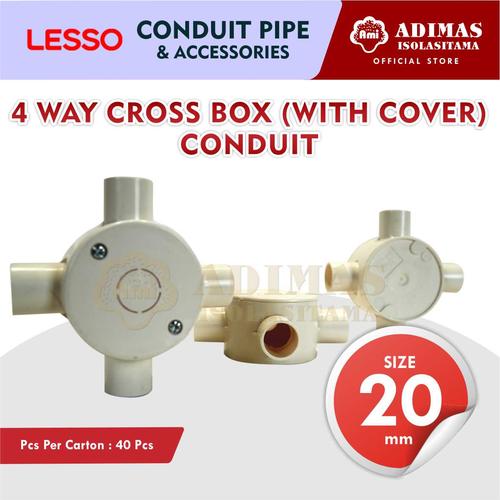 Jual 4 Way Cross Box With Cover Merek Lesso 20 mm Warna Putih Aksesoris ...