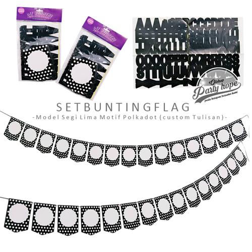 Jual bunting flag custom segi lima / banner flag DIY motif polkadot ...