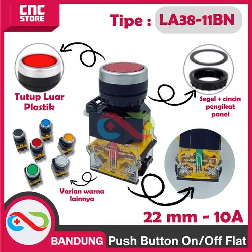 Jual TOMBOL/ PUSH BUTTON FLAT SWITCH - Push Button 22mm LA38-11BN Push ...