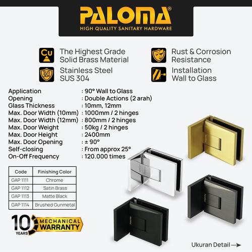 Promo PALOMA Engsel Shower Hinge Pintu Kaca Kamar Mandi Jepit Penjepit ...