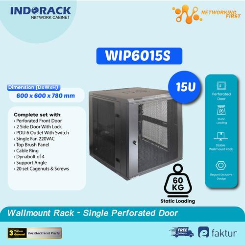 Jual WIP6015S Indorack Wallmount Rack 15U Depth 600mm Single Perforated ...