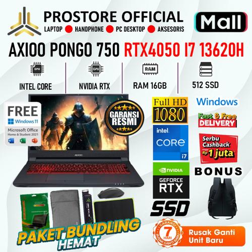 Promo AXIOO PONGO 750 RTX4050 I7 13620H 16GB 32GB 512GB 1TB SSD W11 15 ...