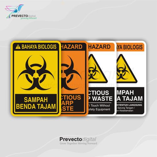 Jual Sticker Safety Sign B3 Bahaya Biologis Sampah Medis Benda Tajam ...