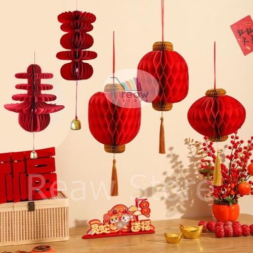 Jual PREMIUM Lampion Gantung Bulat Lonjong Honeycomb Kertas Lipat ...