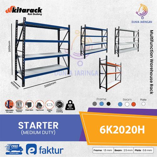 Jual RACK GUDANG Besi 600kg/ layer 2M 4LAYER Panjang 2Meter Hitam ...