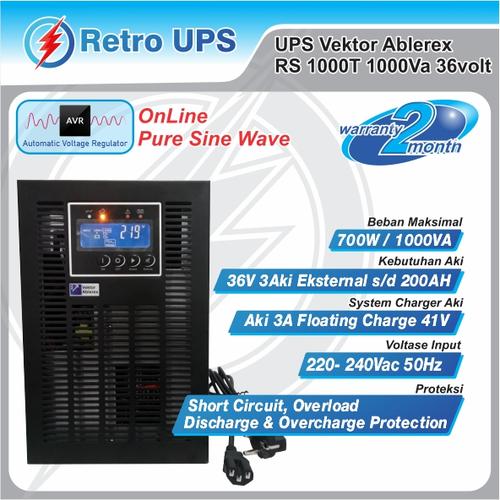 Jual UPS Vektor Ablerex RS 1000T 1000Va 36volt - Dengan Aki - Kab ...