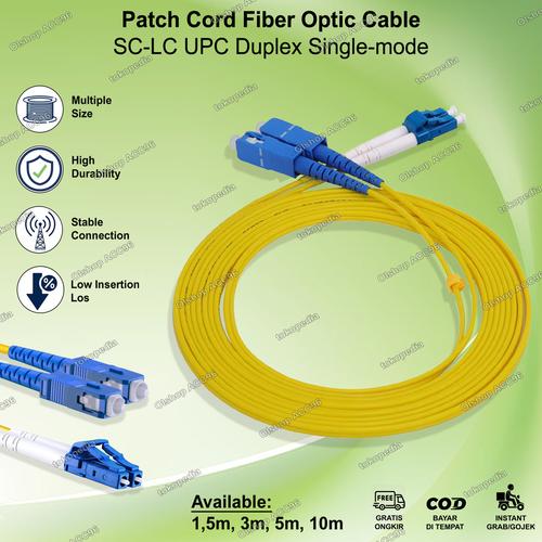 Jual Kabel Fiber Optic Patchcord Duplex SC-LC UPC Single Mode 1.5m, 3m, 5m, 10m - 10 meter ...