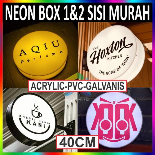 Jual Neon Box Bulat 40 CM 1 & 2 Sisi Nyala LED Custom Bebas Murah Cepat ...
