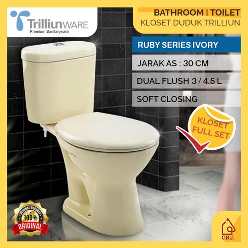 Jual KLOSET DUDUK TRILLIUNWARE RUBY WARNA IVORY AS 30 CM DUAL FLUSH SOFT CLOSING / CLOSET DUDUK ...