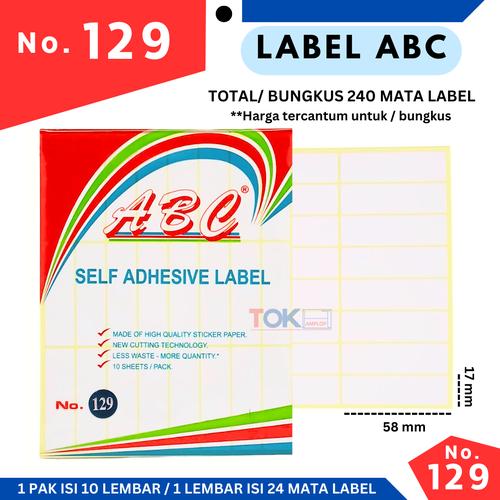Jual Label Undangan / Sticker Label 129 ABC ( Self Adhesive ) - Jakarta ...