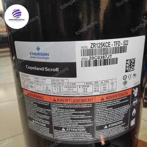 Jual COMPRESSOR COPELAND SCROLL ZR125/ZR125KCE/ZR125KCE-TFD-522 10PK ...