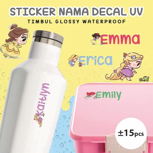 Jual Sticker Nama Decal Princess Waterproof Anti Air Timbul Glossy ...
