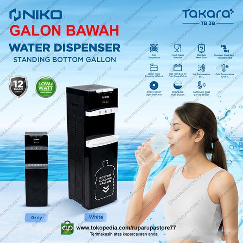 Jual Dispenser galon bawah 3 kran Niko Takara TB 3B Black White, TB 3B ...