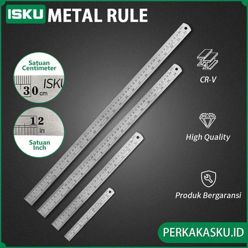 Promo ISKU Penggaris Besi 15 / 30 / 50 / 60 / 100cm Penggaris Baja Metal Rules Stainless Steel ...