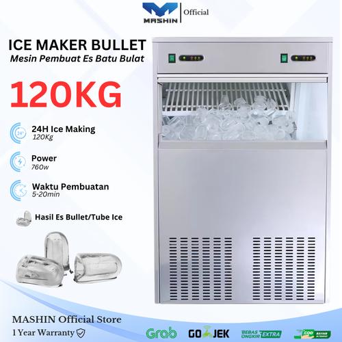 Promo Mashin - Ice Maker Bullet Machine 120Kg/Hari Mesin Es Batu Bulat ...