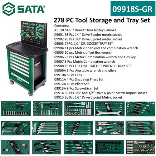 Promo Tool Kit Set 278 Pcs 09918S-GR 7 Drawer Tool Trolley Tray Set ...